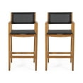 Noble House Matteo Outdoor Bar Stool - Teak/Black, 2 Pack - Walmart.com
