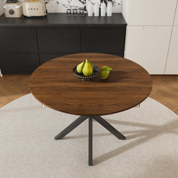 Noble House Modern 59" Round Extendable Dining Table with Wood Top ...