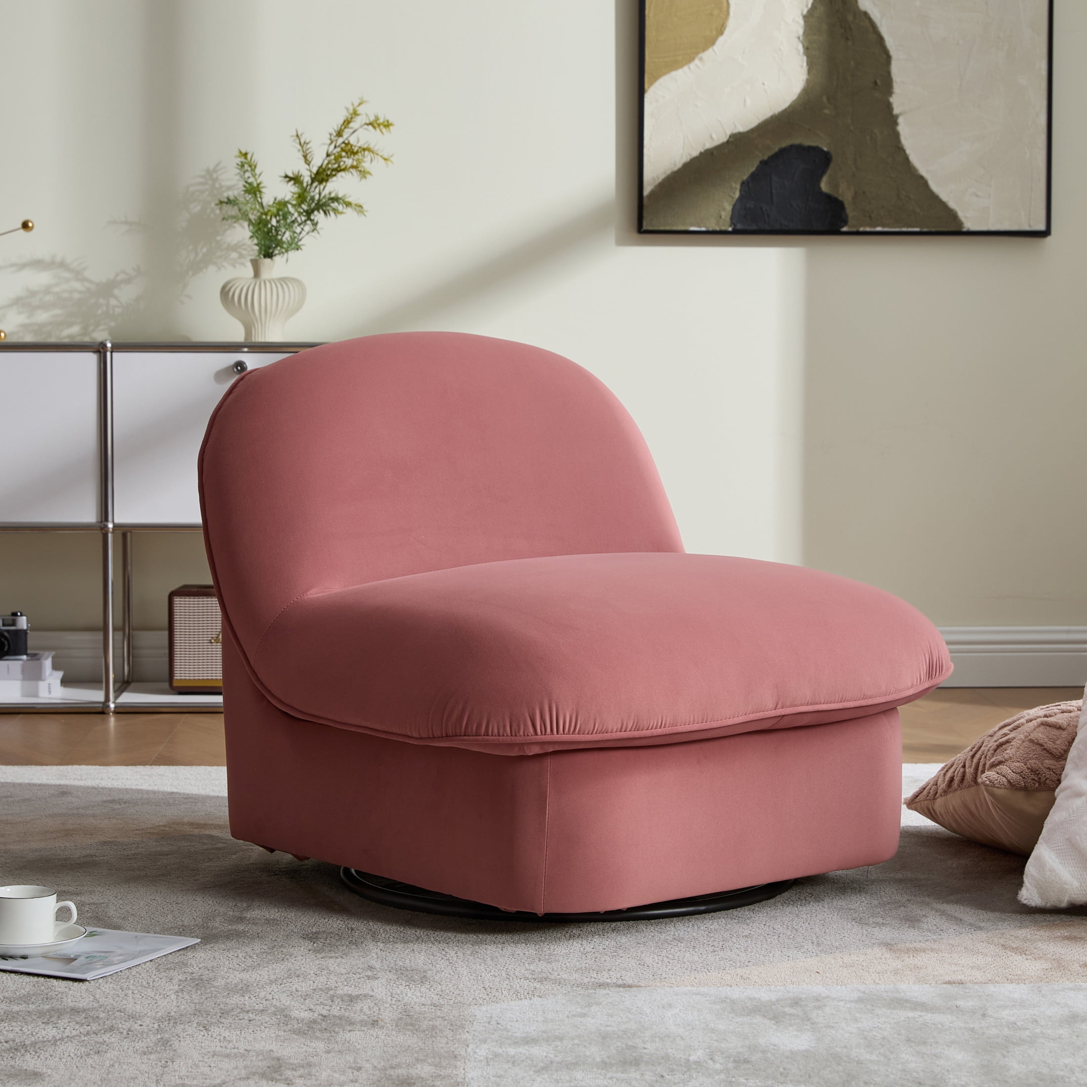 Noble House Modern Velvet Swivel Accent Chair, 360 Degree Rotating ...