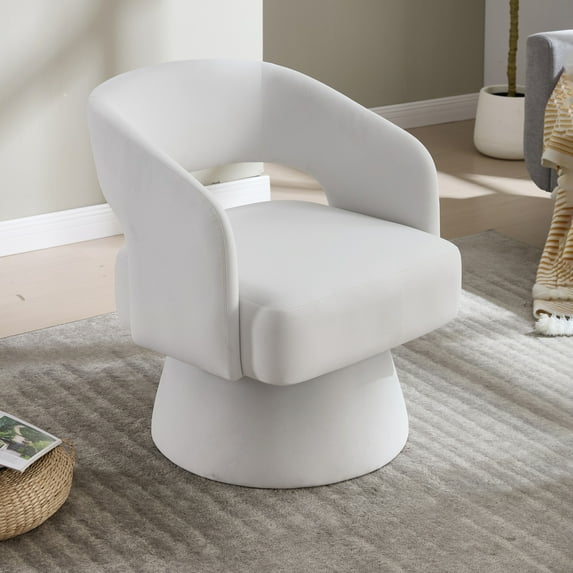 Noble House Modern Velvet Swivel Barrel Accent Chair, 360 Degree ...