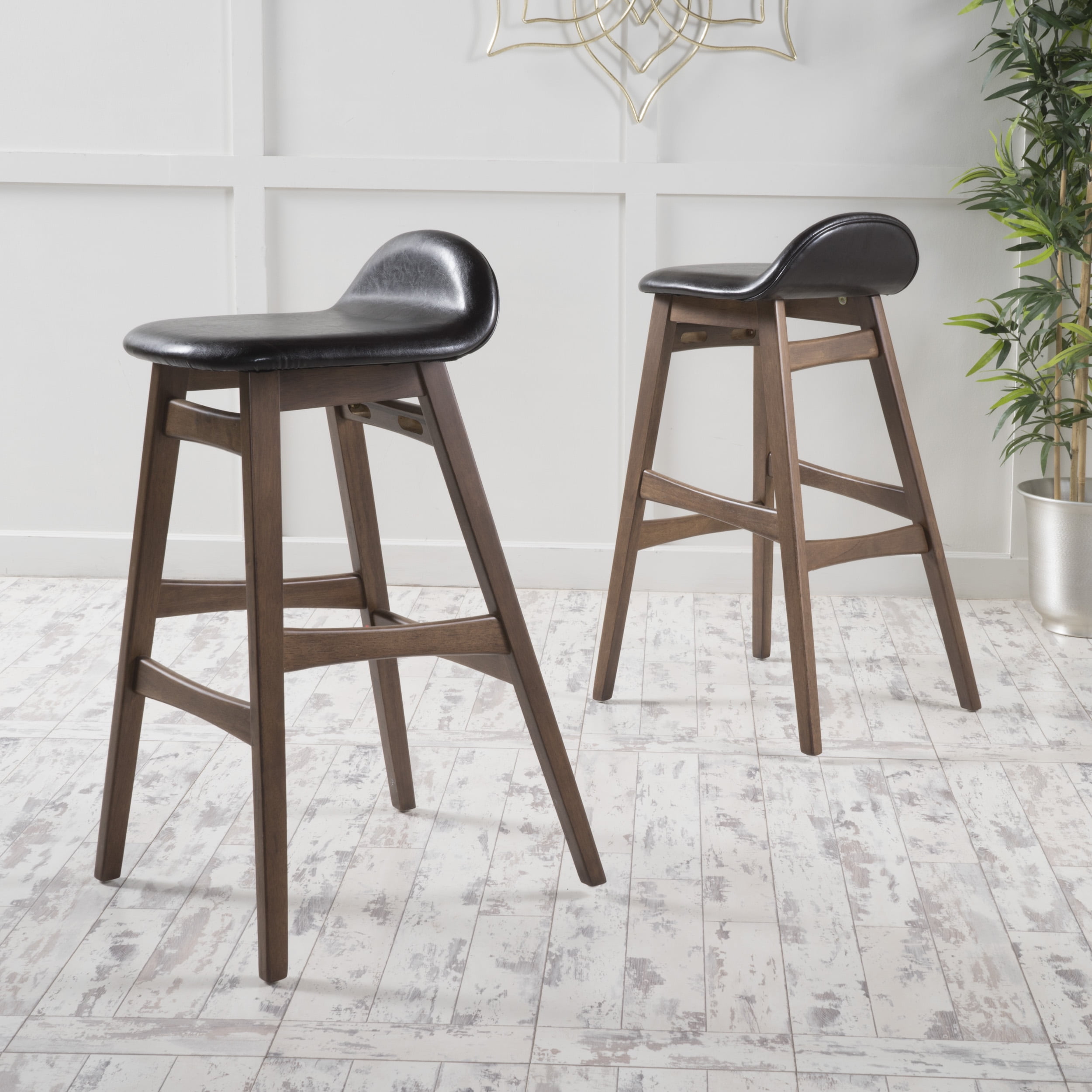 Noble House Morgan Modern Bar Stools - Wood Finish - Walmart.com