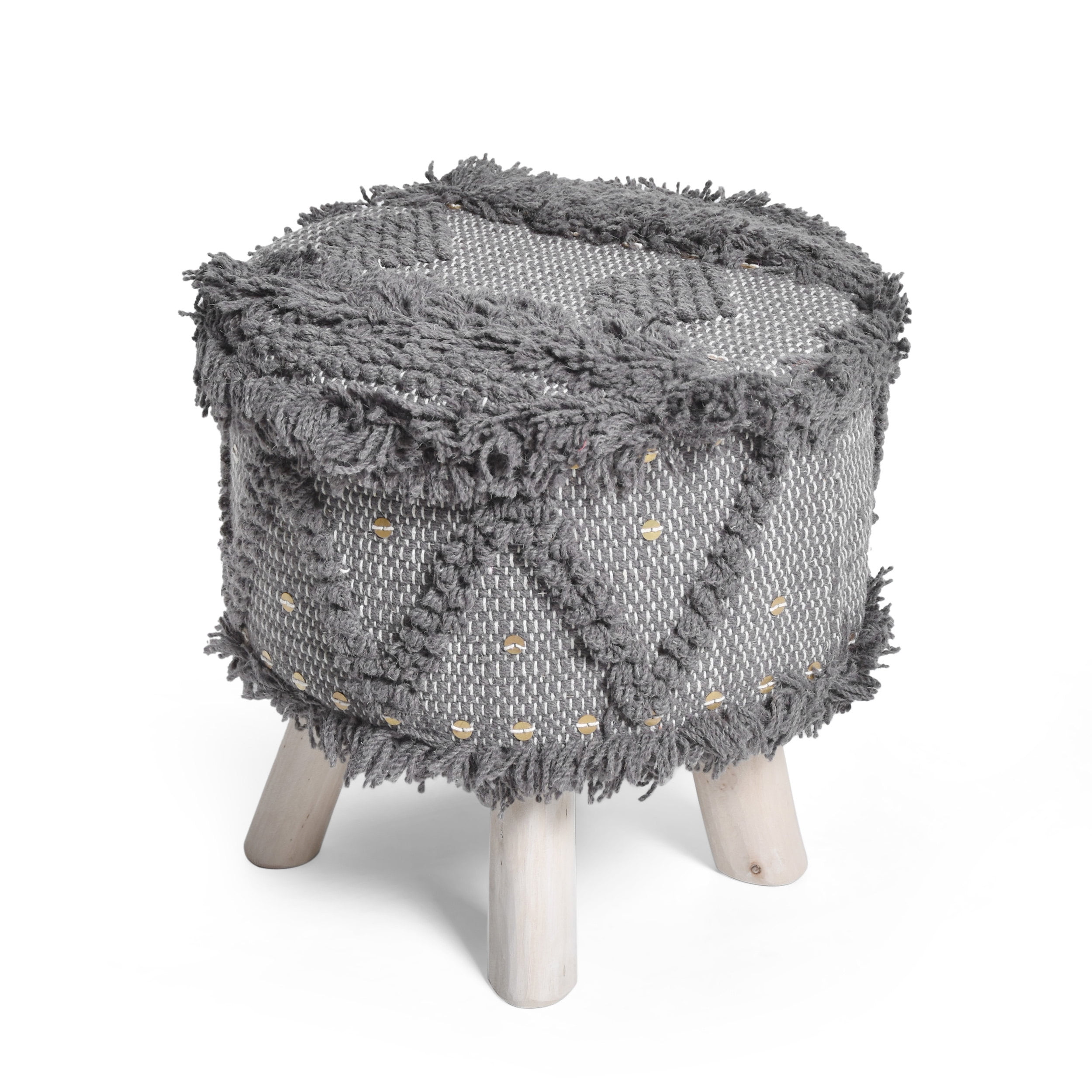 Noble House Handcrafted Wool Stool - Indoor Design - Walmart.com