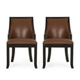 Noble House Dining Chairs - Upholstered Faux Leather - Cognac Brown ...