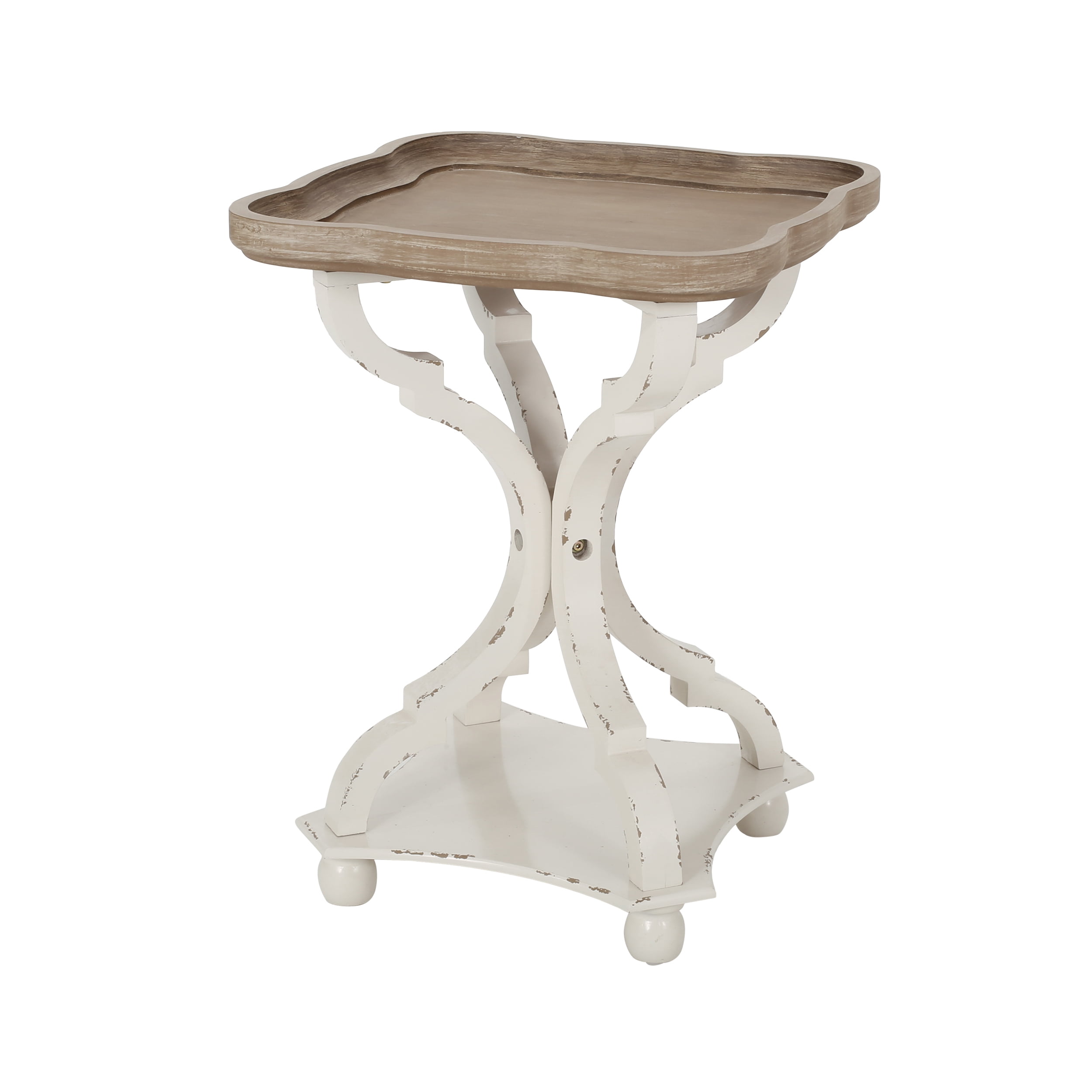 Noble House Noble House Leviathan MDF Accent Table, Distressed White ...