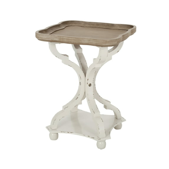 Noble House Noble House Leviathan MDF Accent Table, Distressed White ...