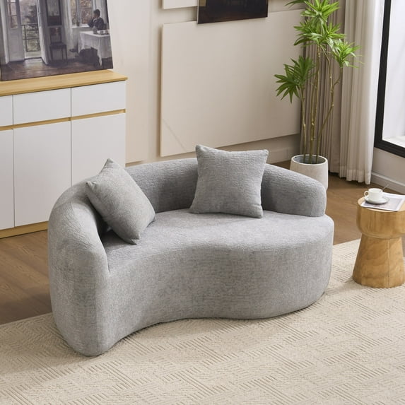 Noble House Norlyn 66.9" S-Curved Loveseat Sofa, Chenille Compression ...