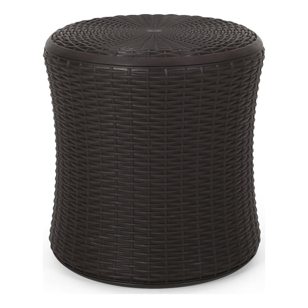 Noble House Olivo Outdoor Polypropylene Resin Patio Side Table in Dark ...