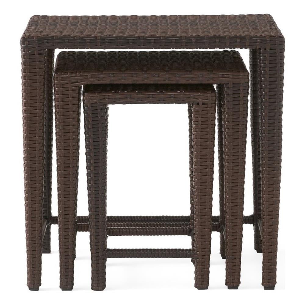 Noble House Outdoor Outdoor Wicker Nesting Tables (Set of 3) - Walmart.com
