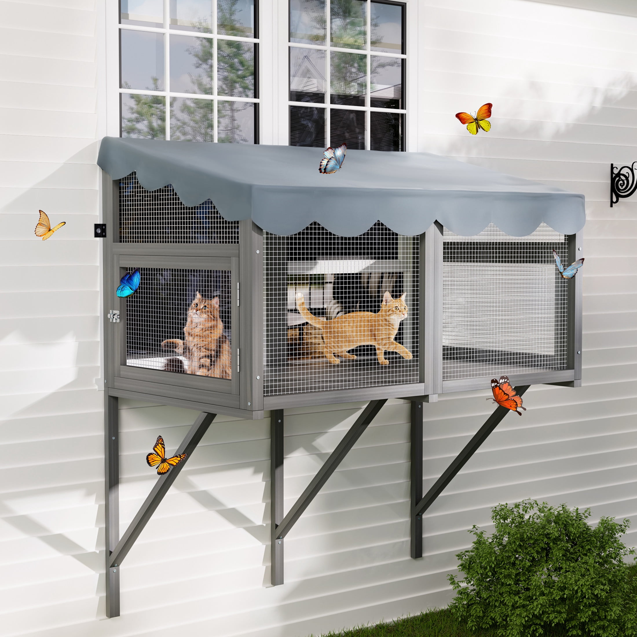 Noble House Outdoor Window Box Catio Cat Enclosure, Secure Expandable ...