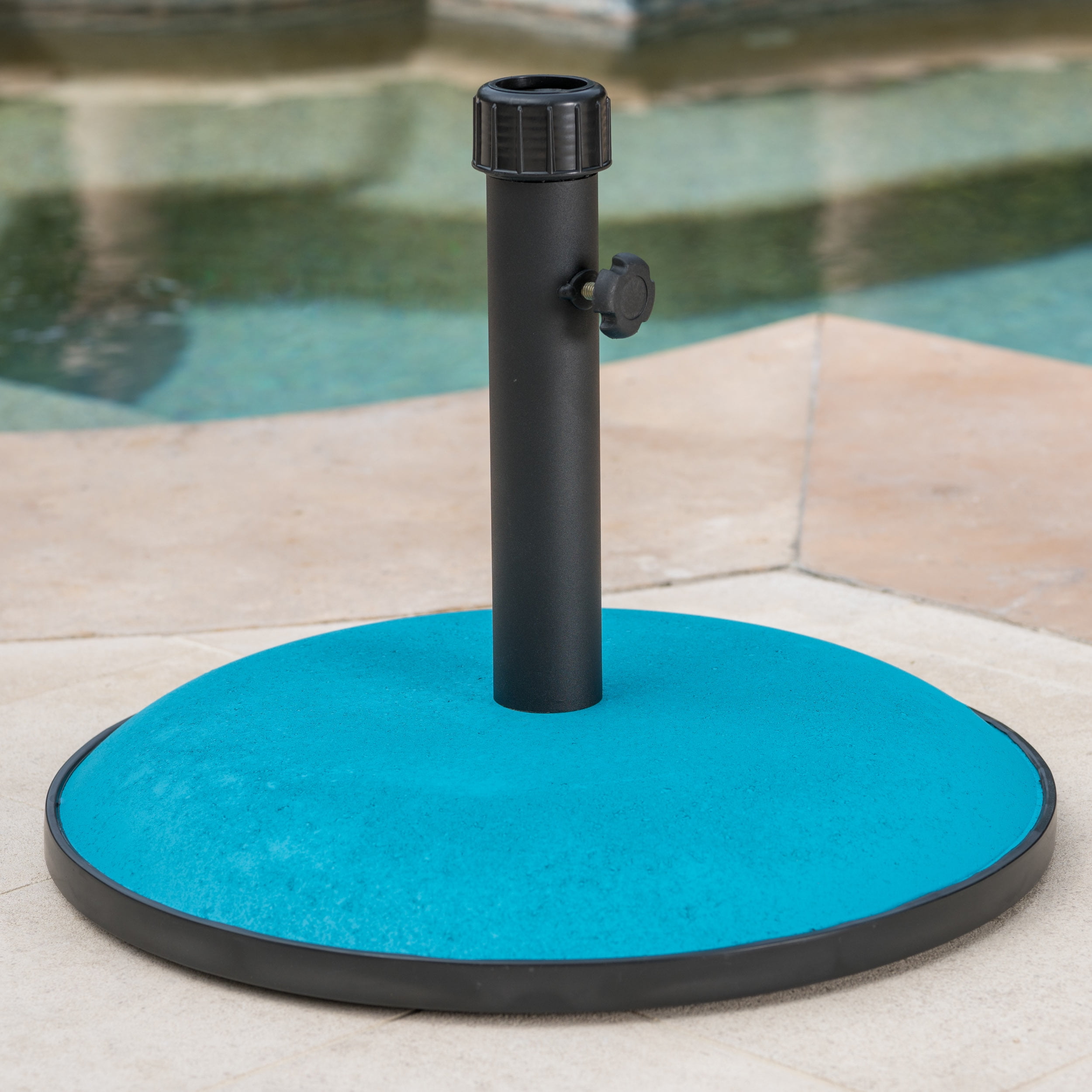 Noble House Patio Base 33 lbs Teal Circular Concrete and Umbrella Base ...