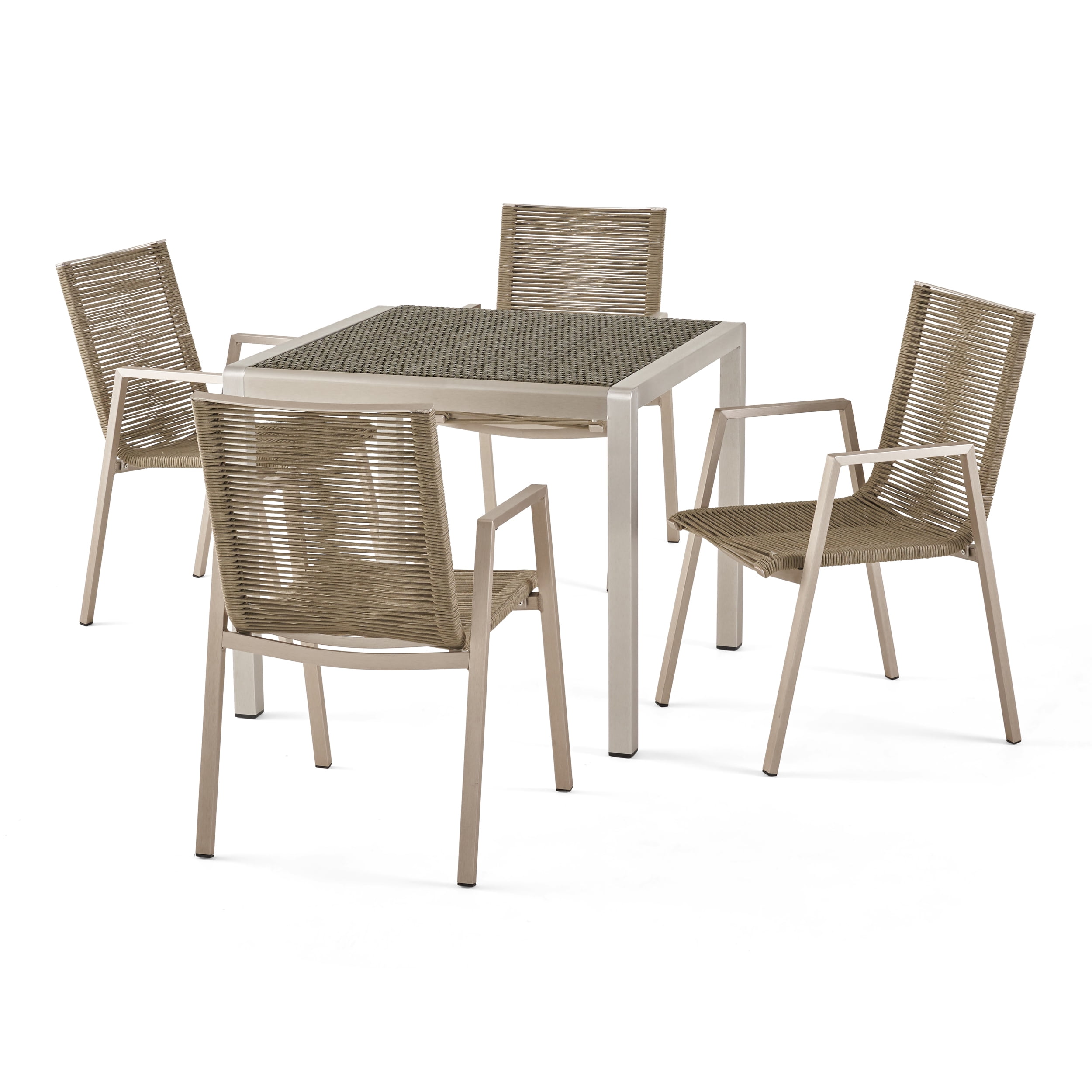 Noble House Peridot 5 Piece Wicker Top Patio Dining Set in Silver and ...