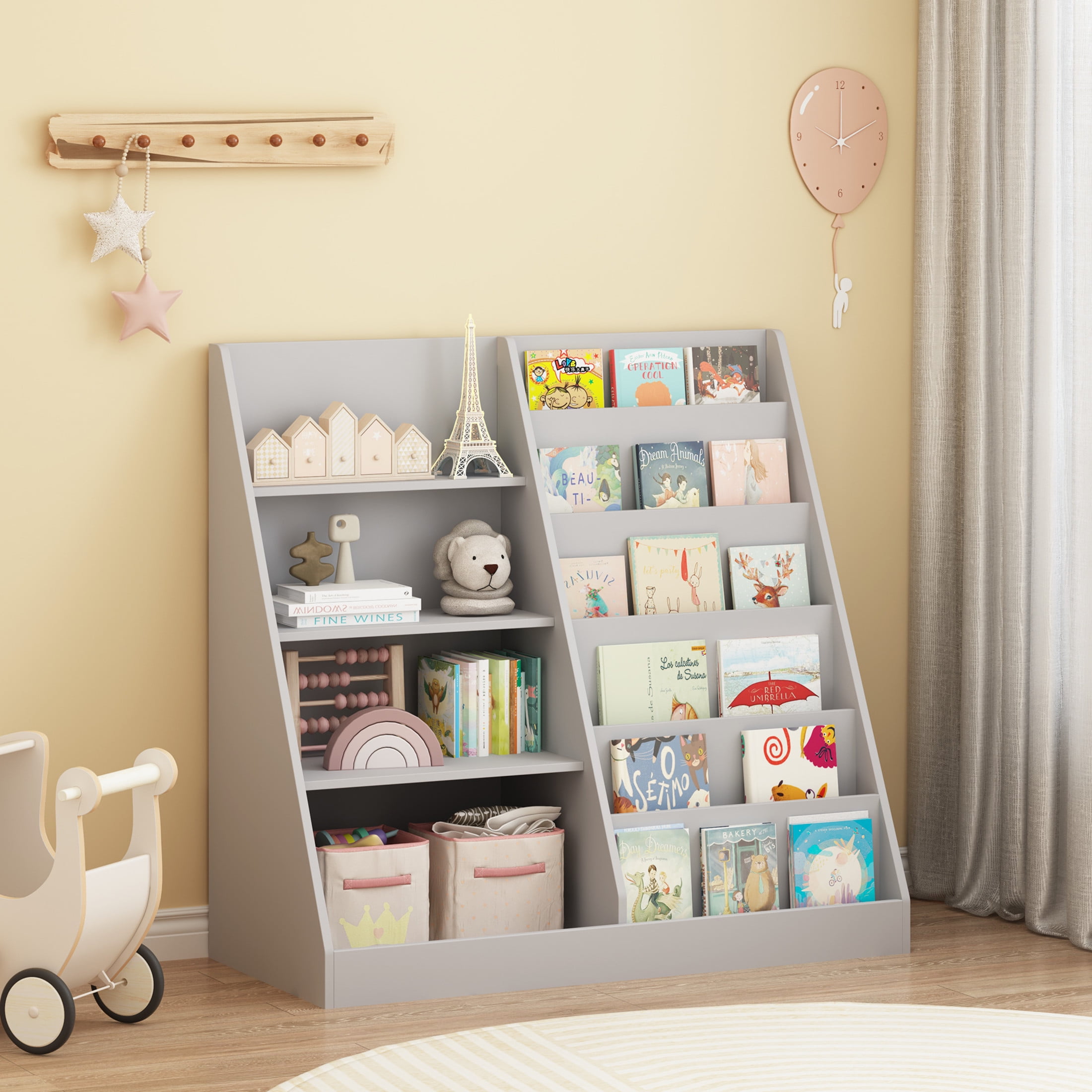 Noble House Polly Kids Display Bookshelf, Toy Storage Organizer, 4-Tier ...