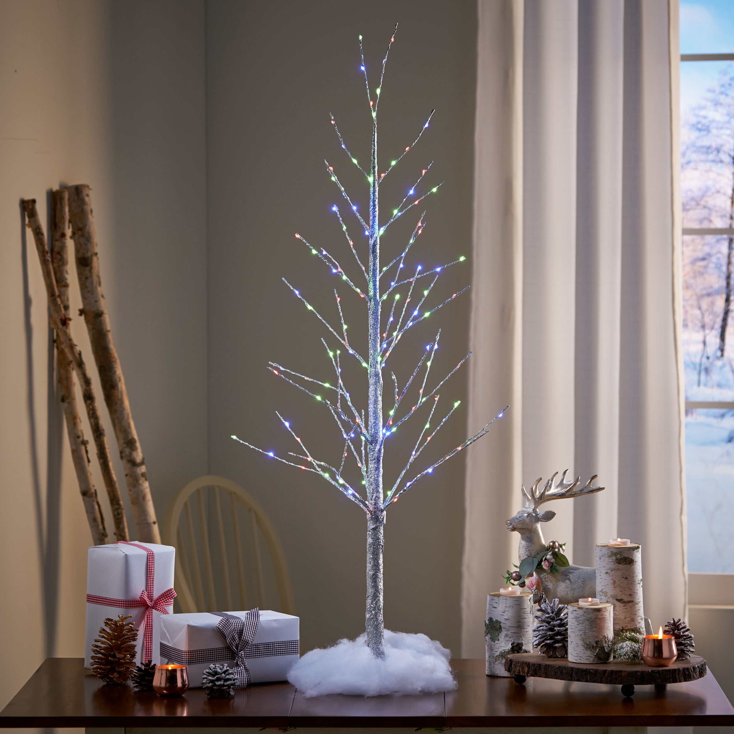 Noble House Pre-Lit 4' Artificial Twig Christmas Tree with 152 Multi ...