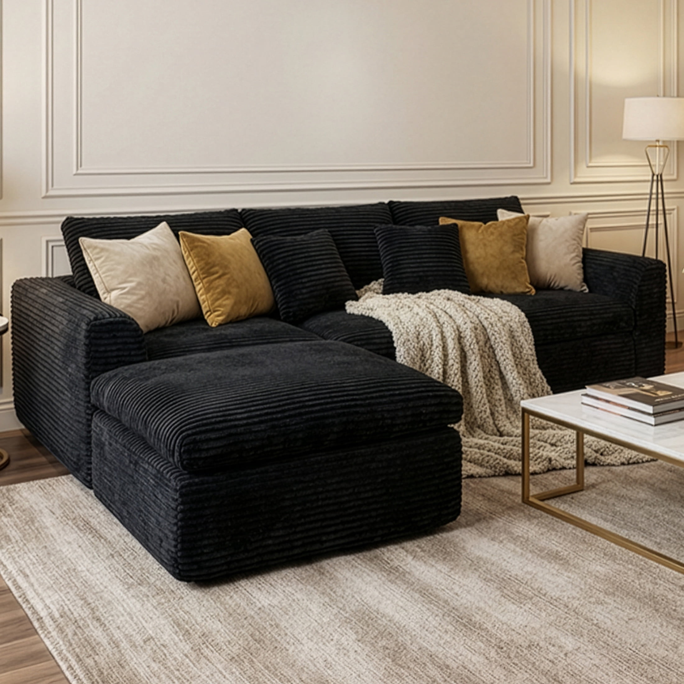 Noble House Quinley 108" Boneless Sponge Cloud Sofa, High-Density Foam ...