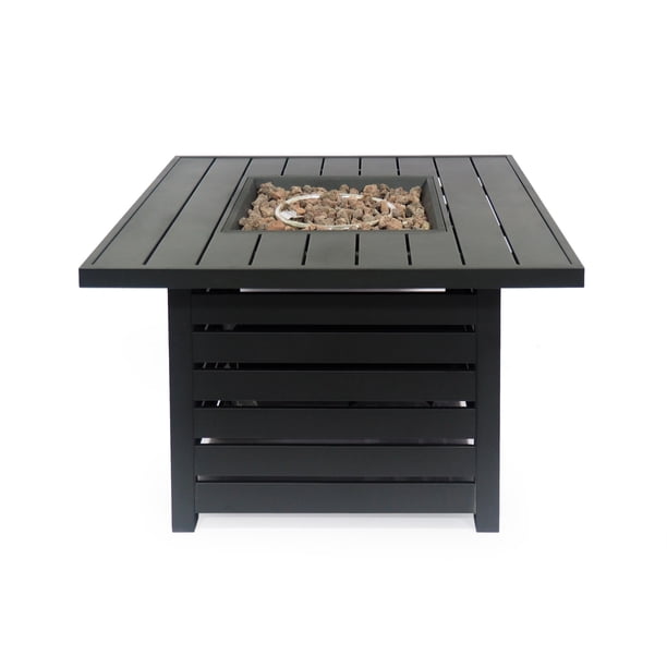 Noble House Rene Outdoor Square Iron Fire Pit in Matte Black - Walmart ...