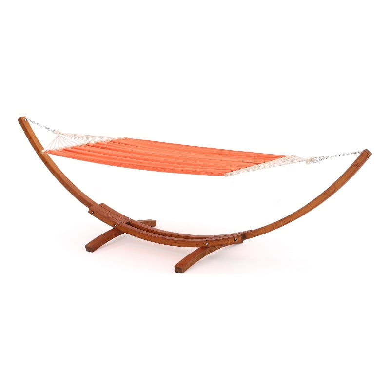 Noble House Richardson Outdoor Fabric & Larch Wood Hammock in Orange ...