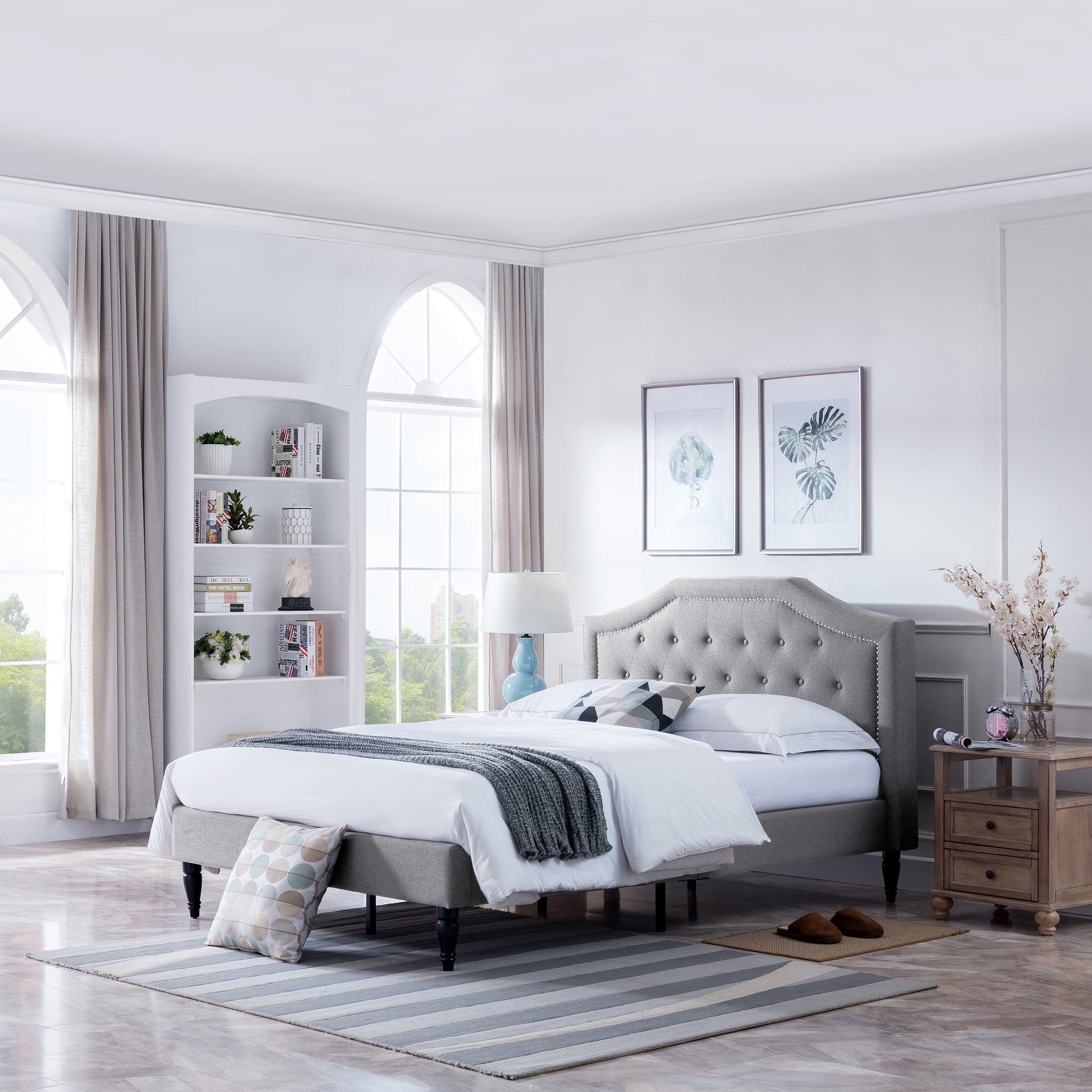 Dash tufted upholstered low profile platform bed store