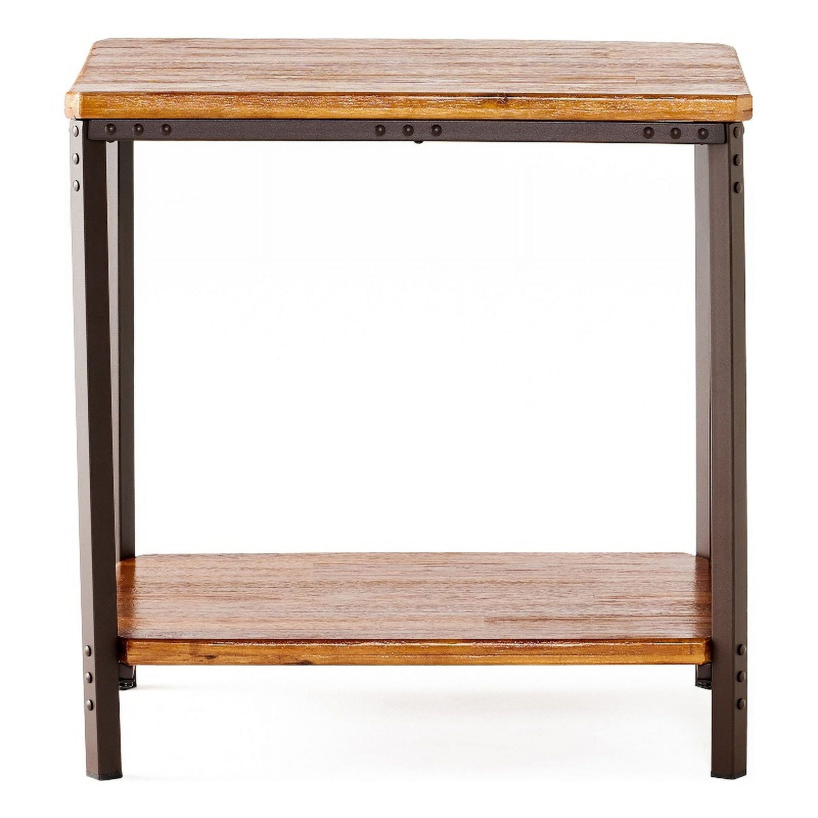 Noble House Ronan Modern Wood & Iron End Table with Bottom Shelf in ...