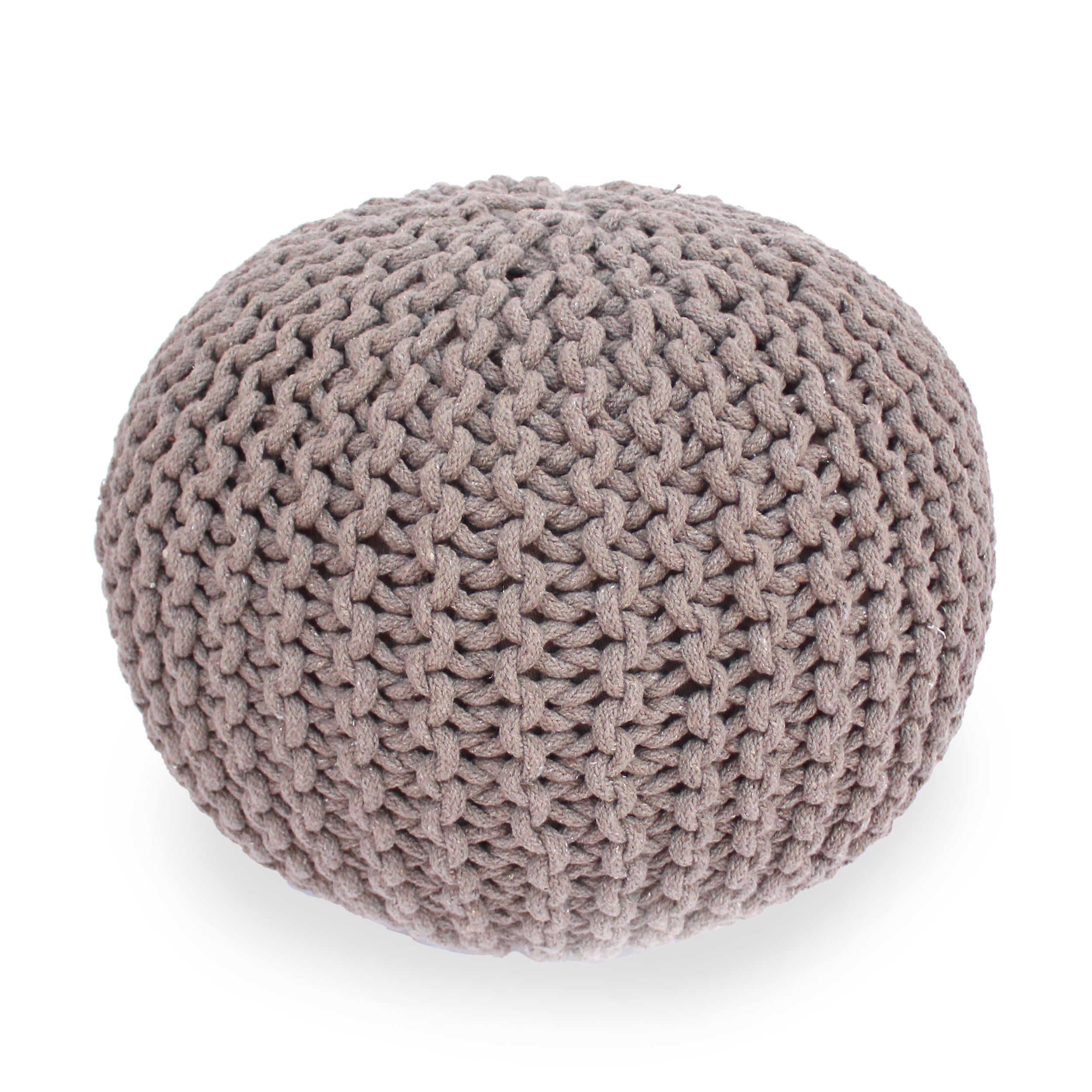 Noble House Round Plush Cotton Pouf, Brown - Walmart.com