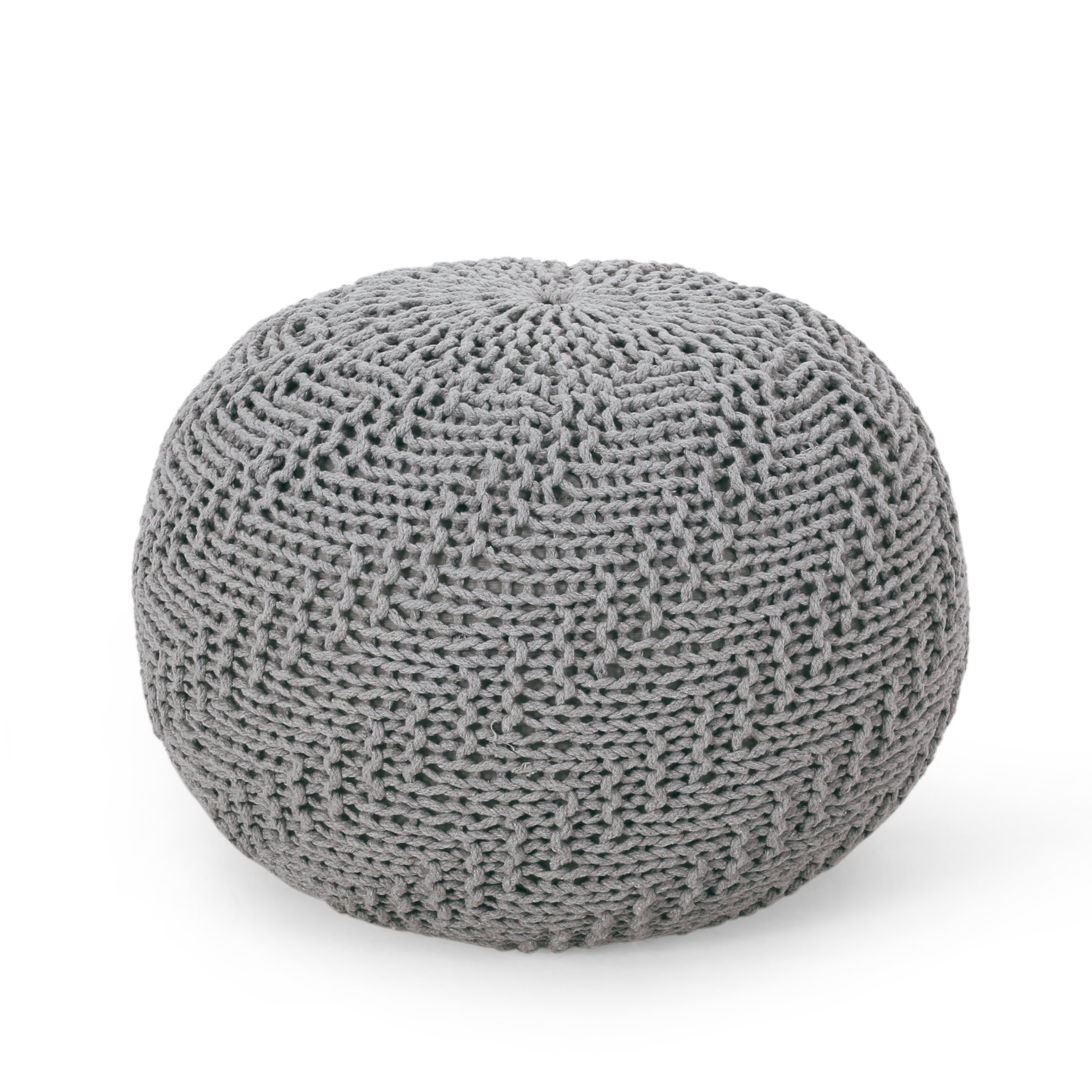 Noble House Round Texture Fabric Pouf, Gray - Walmart.com