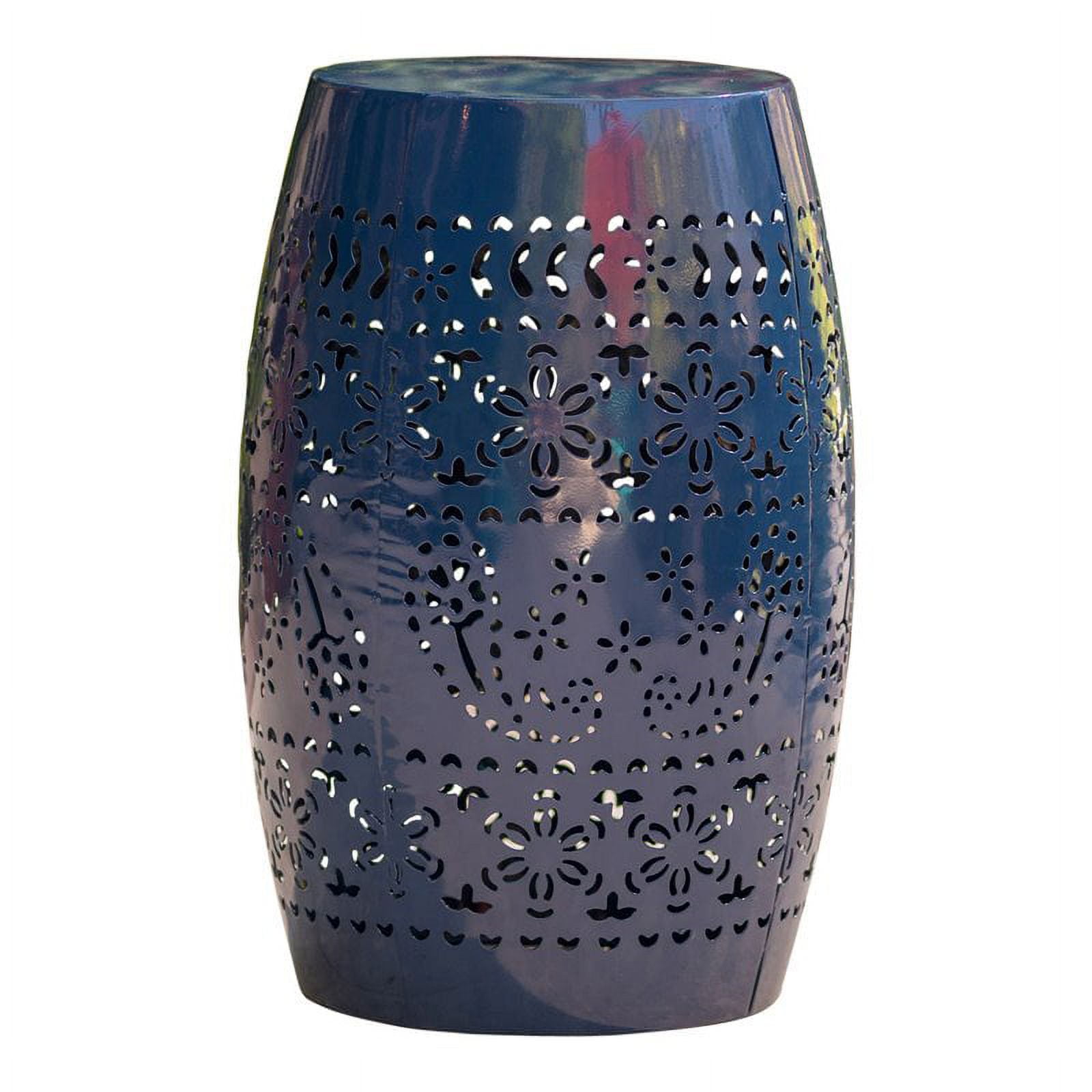 Noble House Ruby 12" Iron Outdoor Side Table in Dark Blue Finish ...