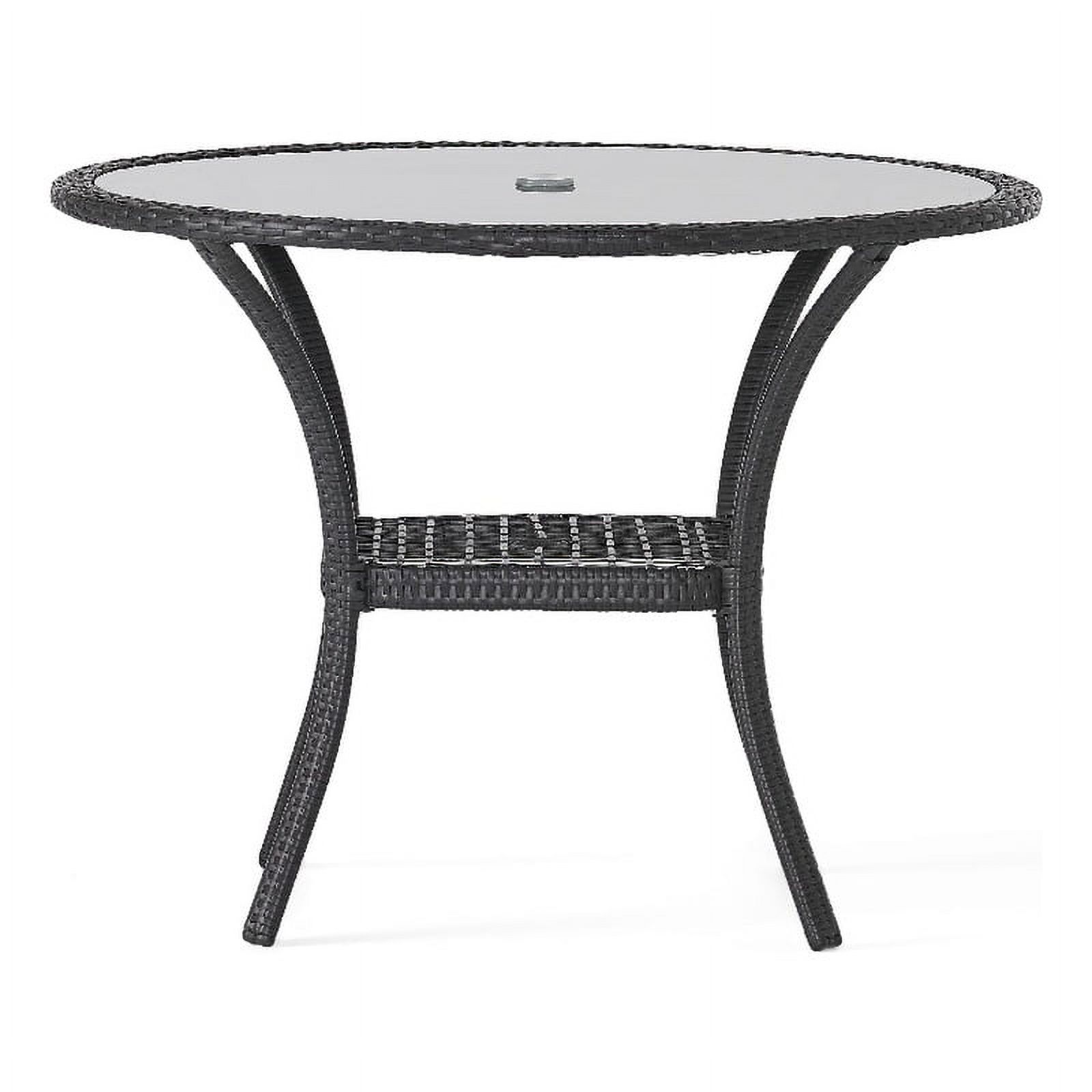 Noble House San Pico Transitional PE Faux Rattan & Glass Bistro Table ...