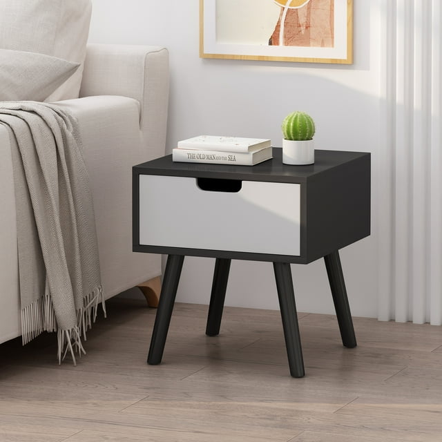 Noble House Sanayah Faux Wood End Table, Black/White - Walmart.com
