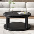 Noble House Solid Wood Round Coffee Table for Living Room,2-Tier Rustic ...