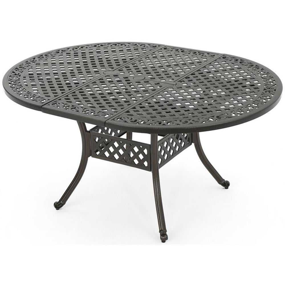 Noble House Stock Island Aluminum Expandable Patio Dining Table in ...