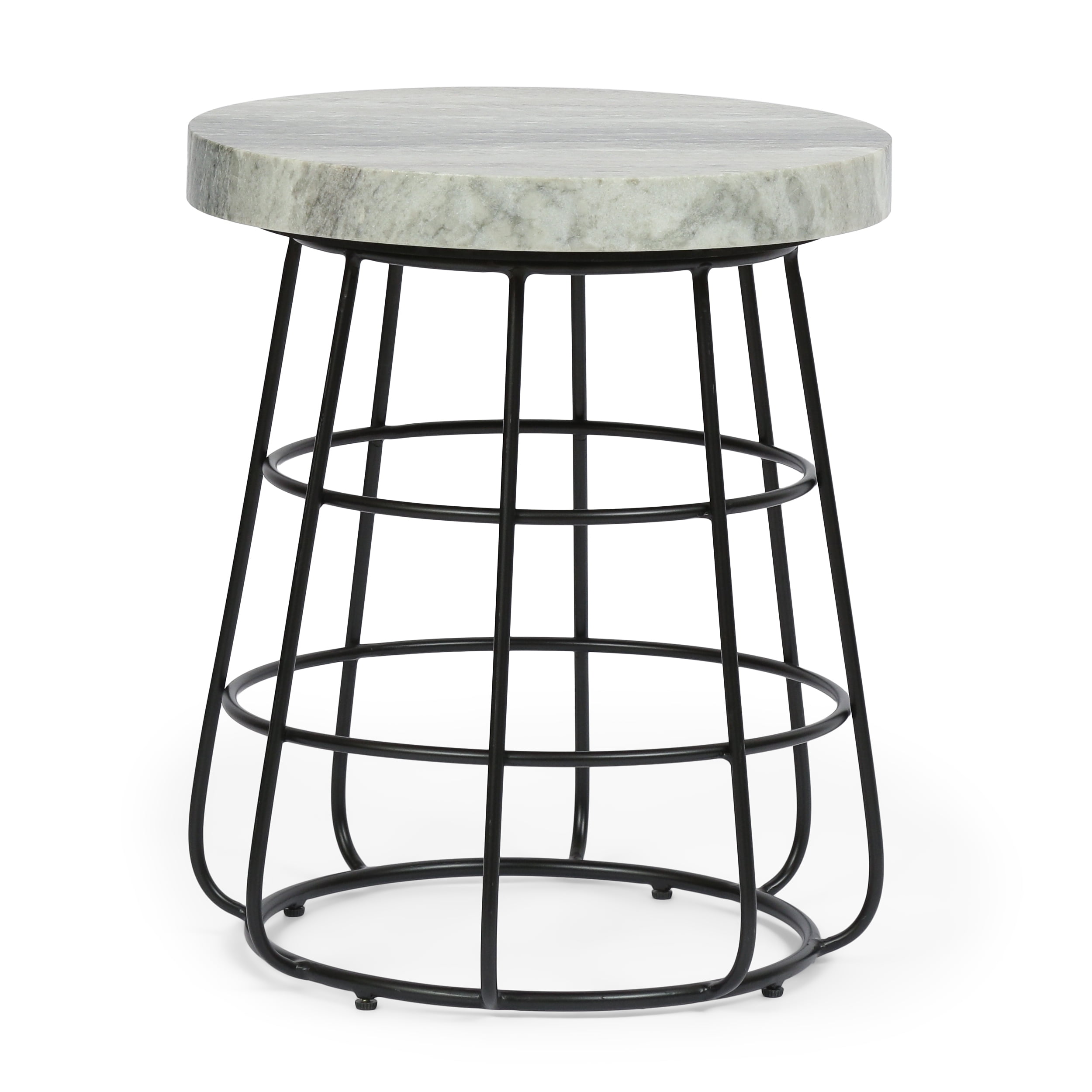 Noble House Stroble Marble Side Table, White/Black - Walmart.com