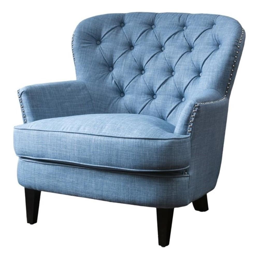 Noble House Tafton Light Fabric Birch Club Chair in Light Blue Walmart