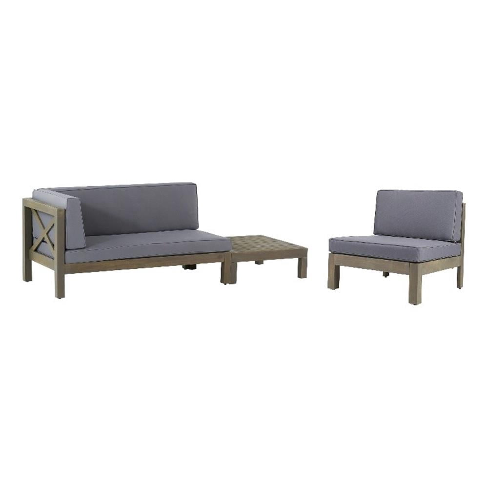 Noble House Turner Outdoor X-back Grey Finish Cushioned Patio ...
