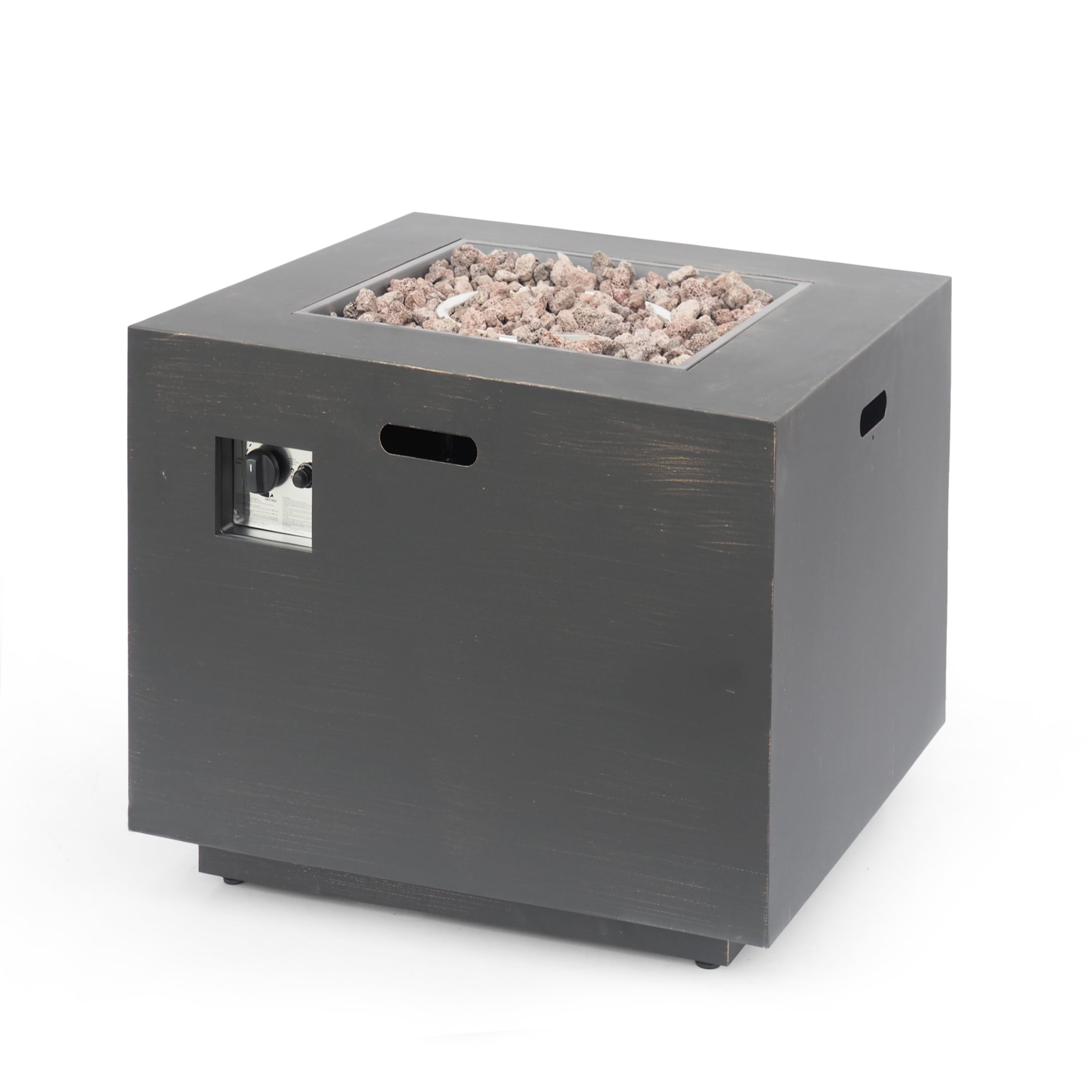 Noble House Wellington Outdoor Square Metal Fire Pit in Brushed Brown ...