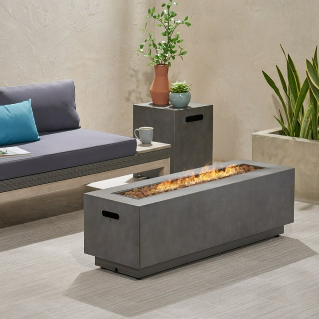 Noble House Wellington Rectangular Fire Pit with Tank Holder in ...