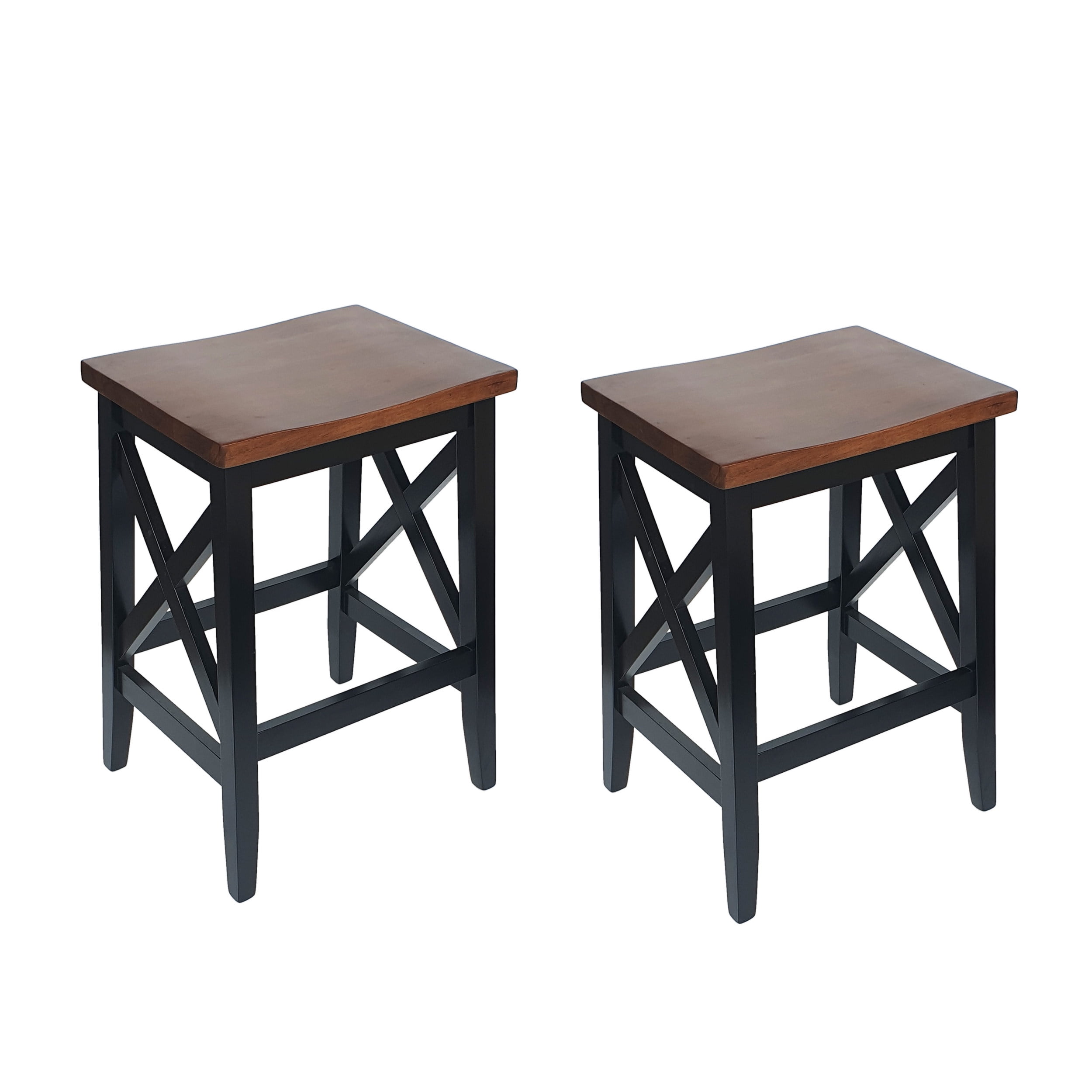 Noble House Zivon Hand Crafted Rubber Wood Counter Stools, Set of 2 ...
