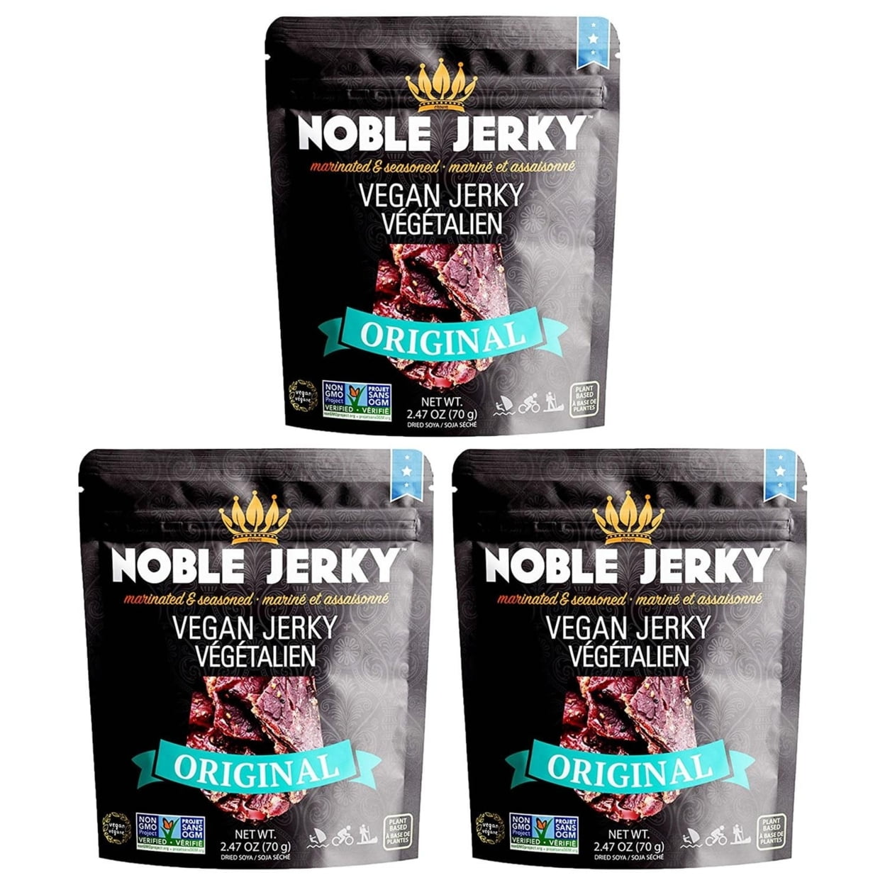 Noble Jerky Vegan Original Flavor 3-Pack Non-GMO Marinated Seasoned ...