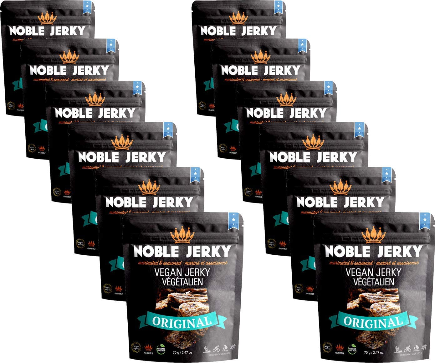 Noble Jerky - Vegan, SBF3 Vegetarian, Plant Based Snack, Non-GMO ...