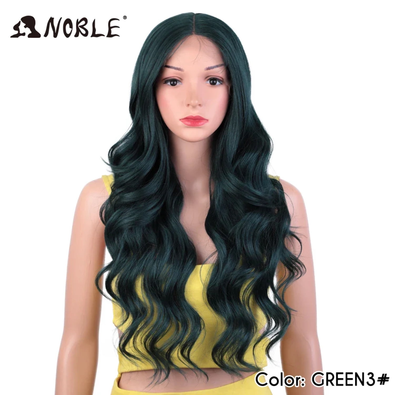 Noble Lace Front Wig Synthetic 28“ Highlight Honey Brown Body Wave Wig ...