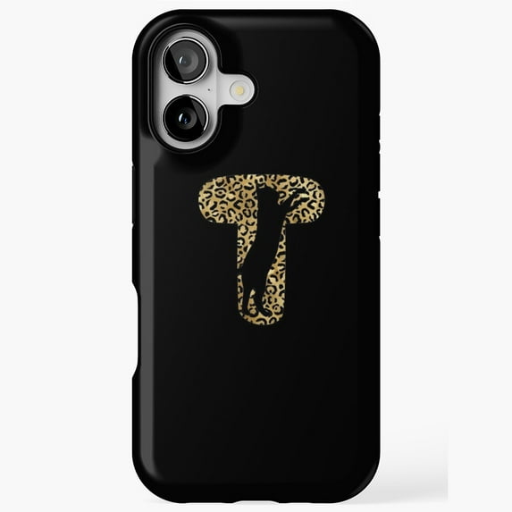 Noble Letter T Leopard Cat Monogram iPhone Case for iPhone 17 16 15 14 ...