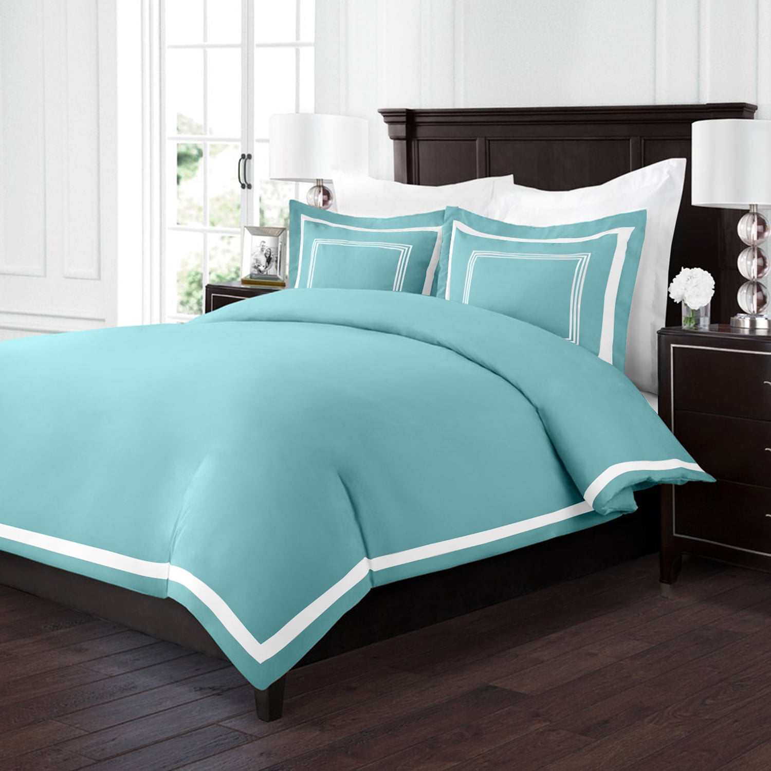 Noble Linens 3 Piece Ultra-Soft Embroidered Duvet Cover Set ...