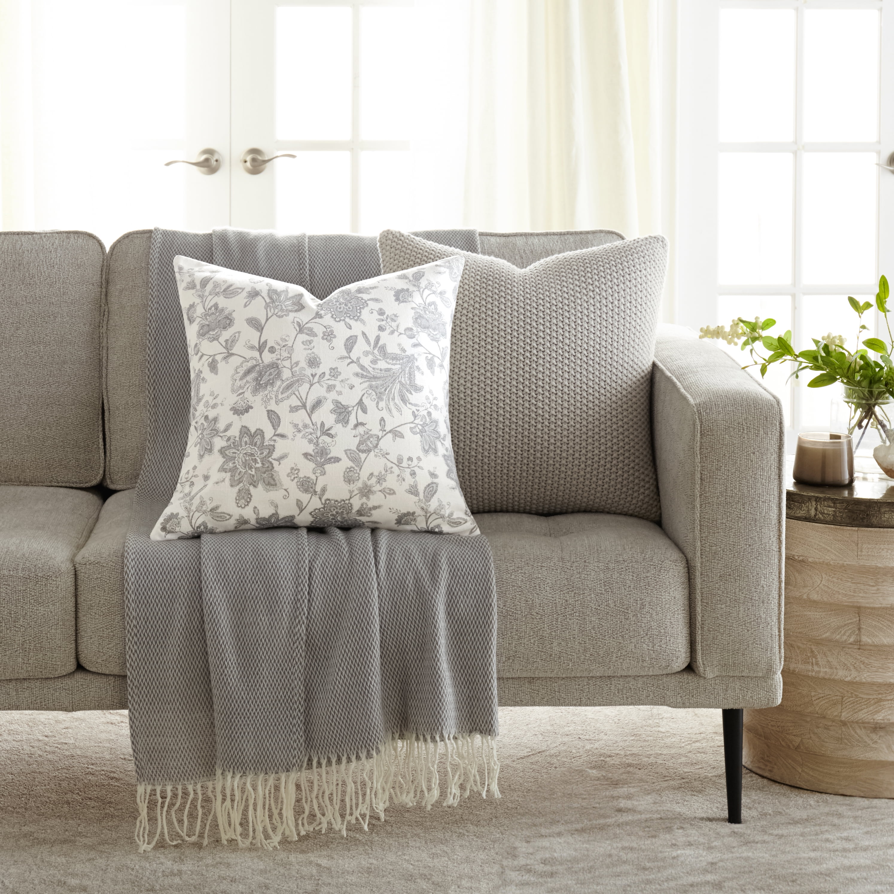 Noble Linens 2-Pack Seed Stitch Knit and Cotton Patterned Decor Throw ...