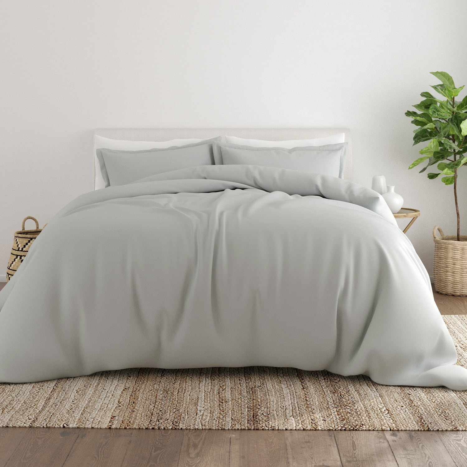 Noble Linens 2-Piece Light Gray Duvet Cover Set, Twin/Twin XL - Walmart.com