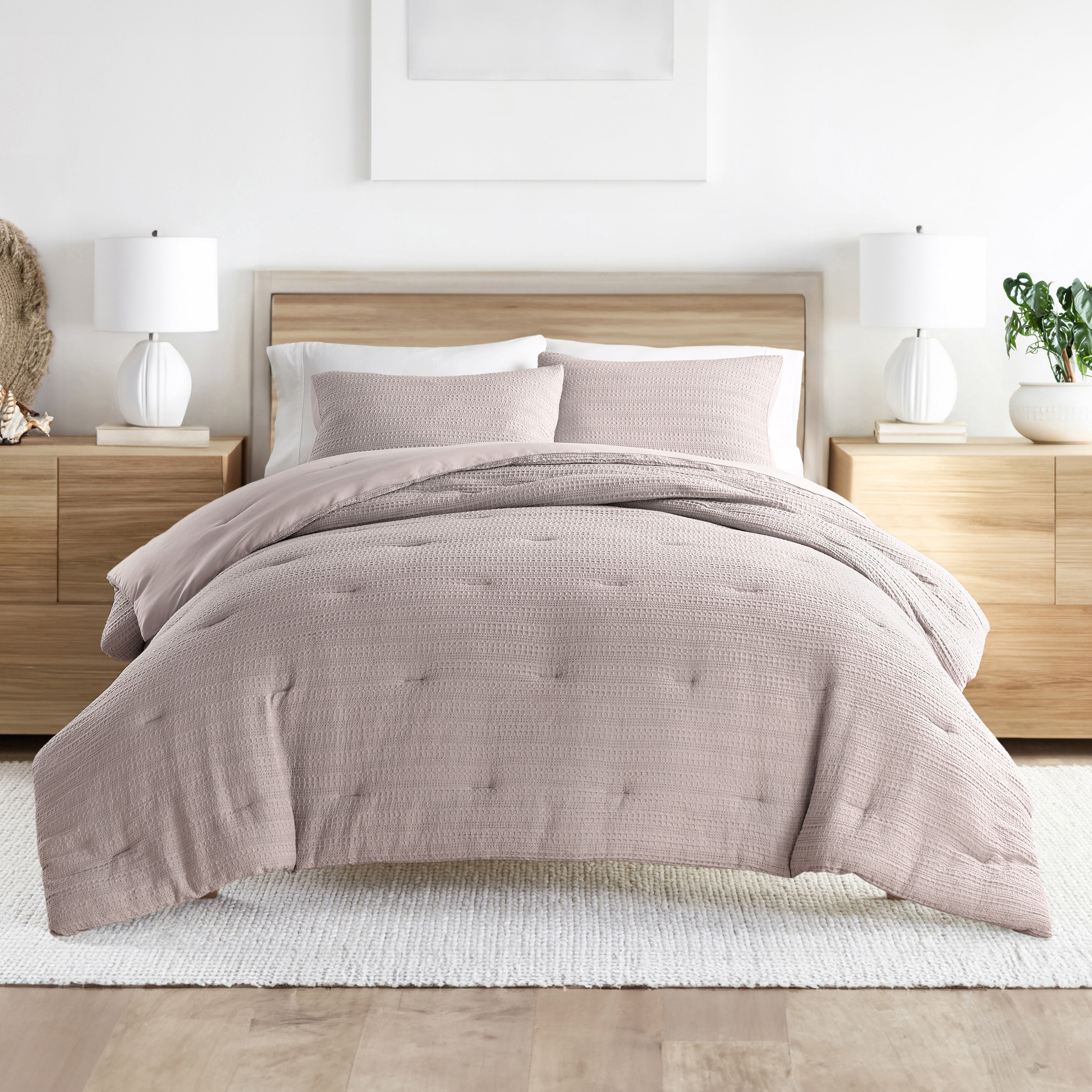 Free Shipping! Noble Linens 3 Piece Mauve Waffle Textured Down ...
