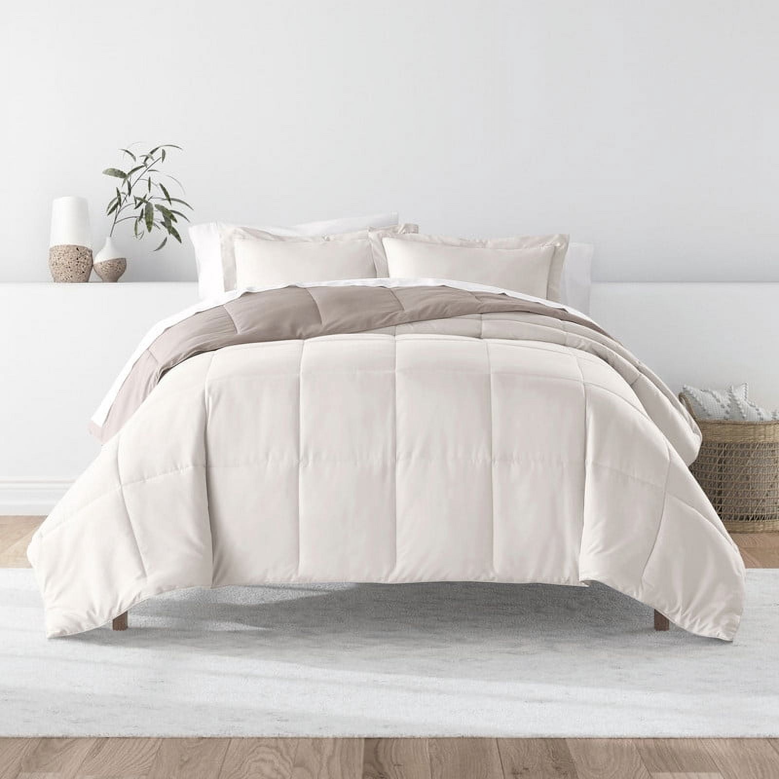 Noble Linens 3-Piece Natural & Latte Reversible Down Alternative ...