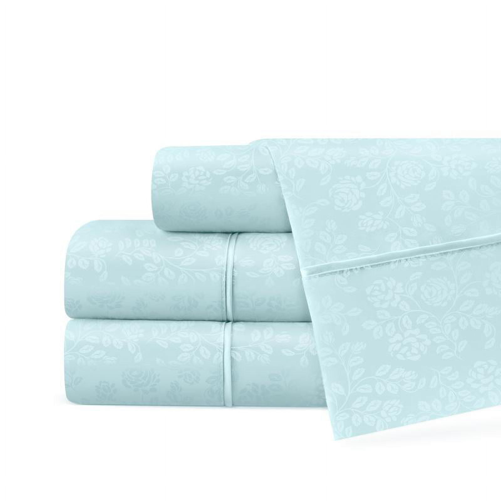 Noble Linens 4 Piece Hotel Collection Sheet Set with Embossed Floral ...