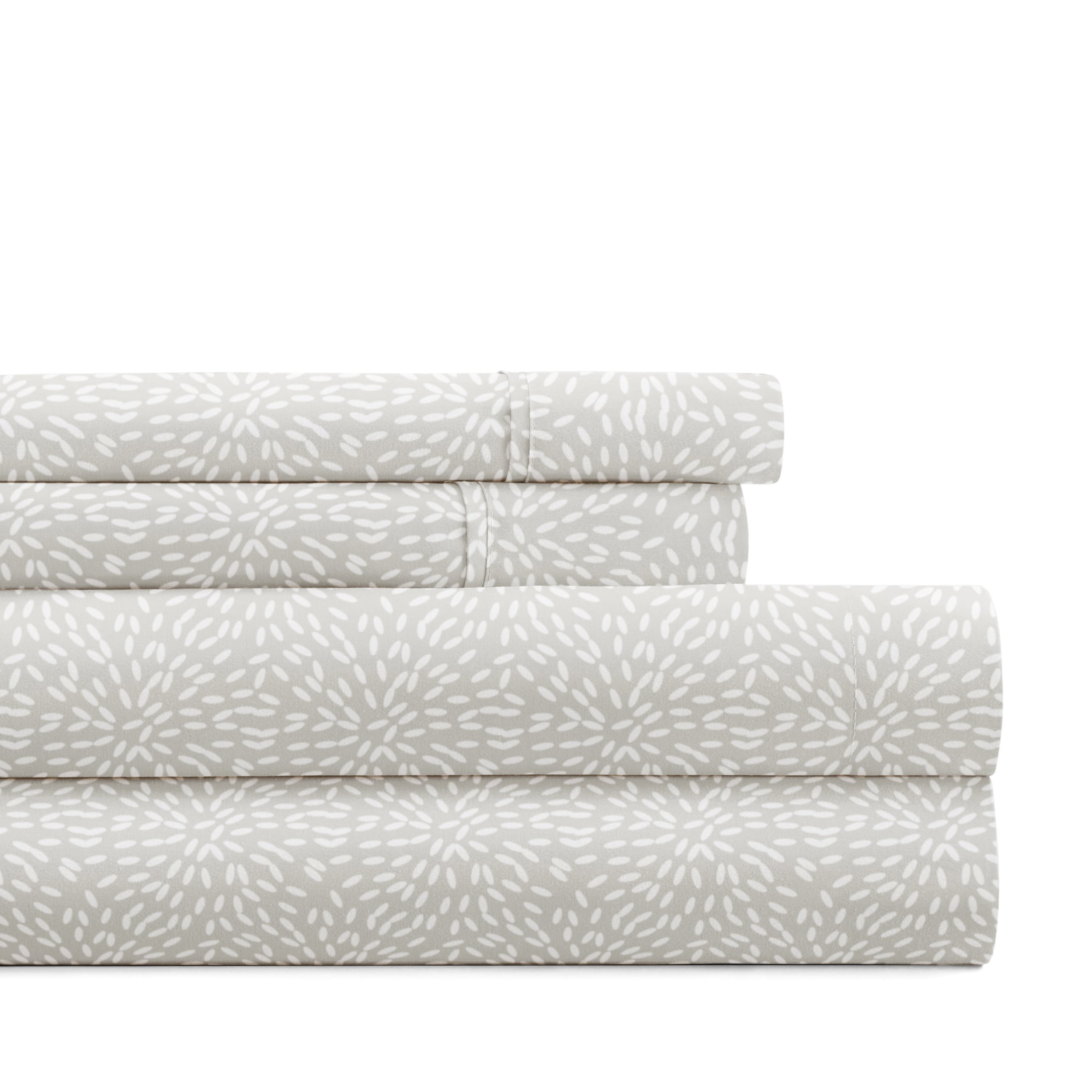 Noble Linens 4 Piece Pattern Microfiber Bed Sheets Set, Light Gray ...