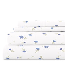 Light Blue Rose Bunch 4 Piece 100% Cotton Flannel Deep Pocket Sheet Set ...