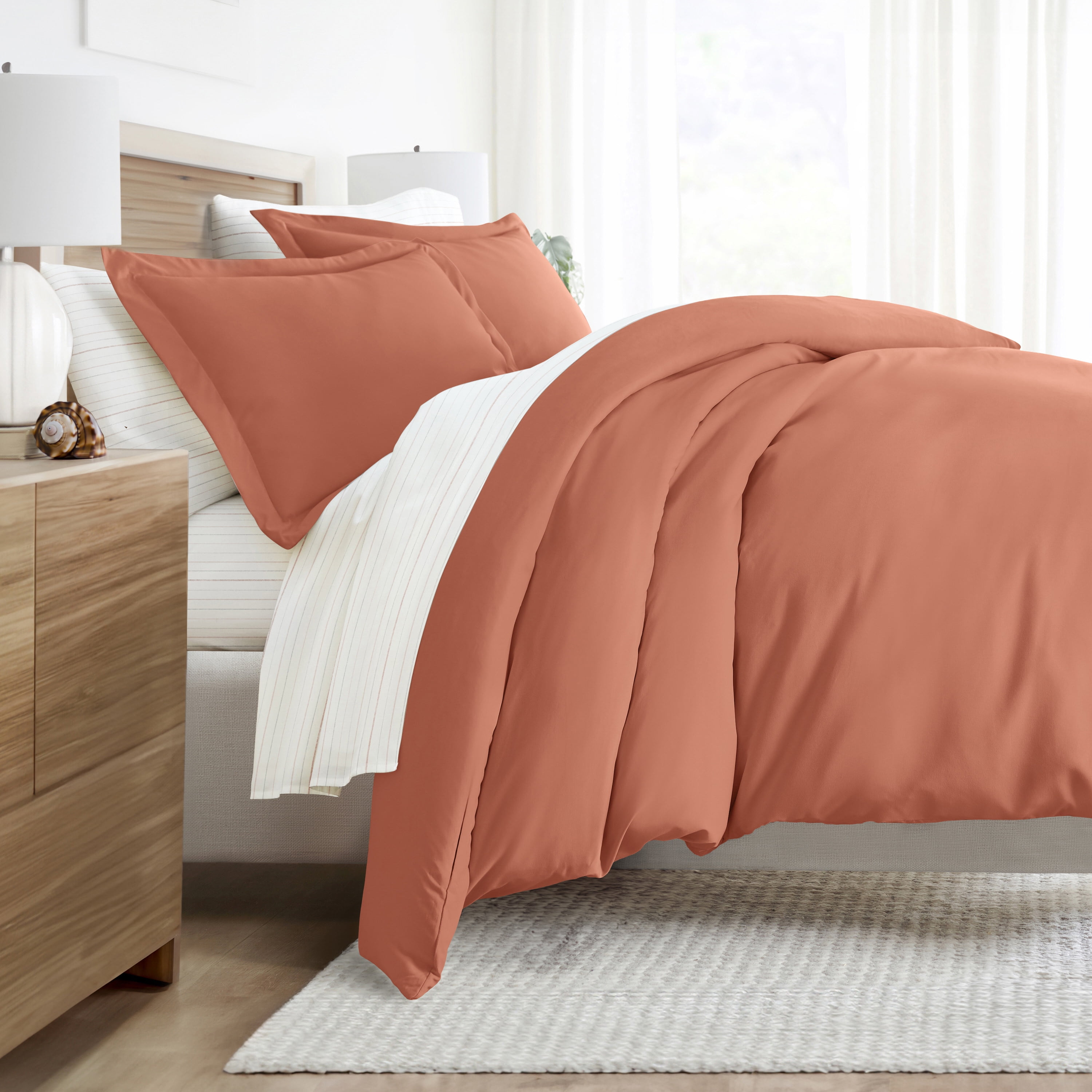 Noble Linens 7 Piece Solid Duvet Bundle in Clay, Twin - Walmart.com
