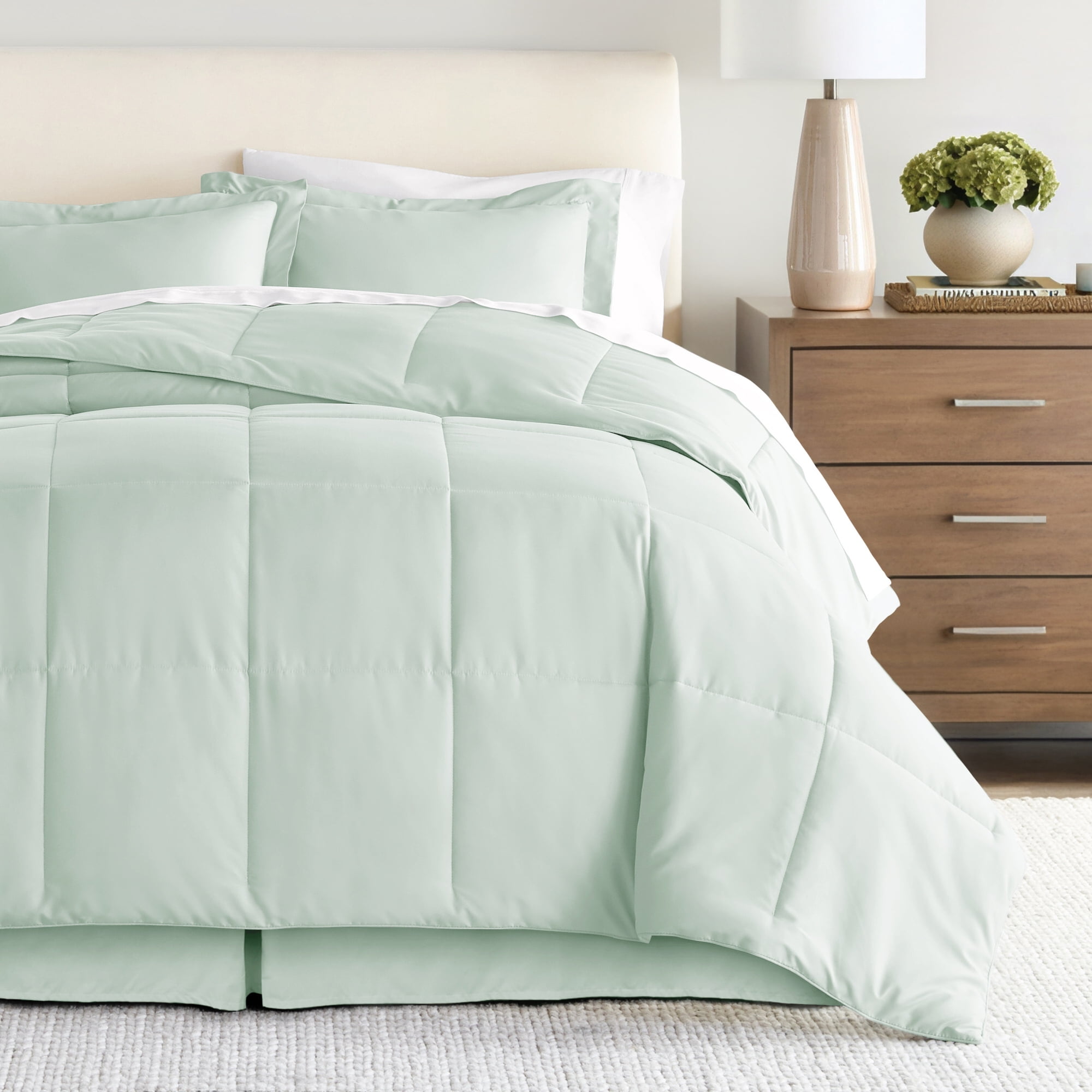 Noble Linens 8-Piece Aqua Bed in a Bag Microfiber Bedding Set, Twin ...