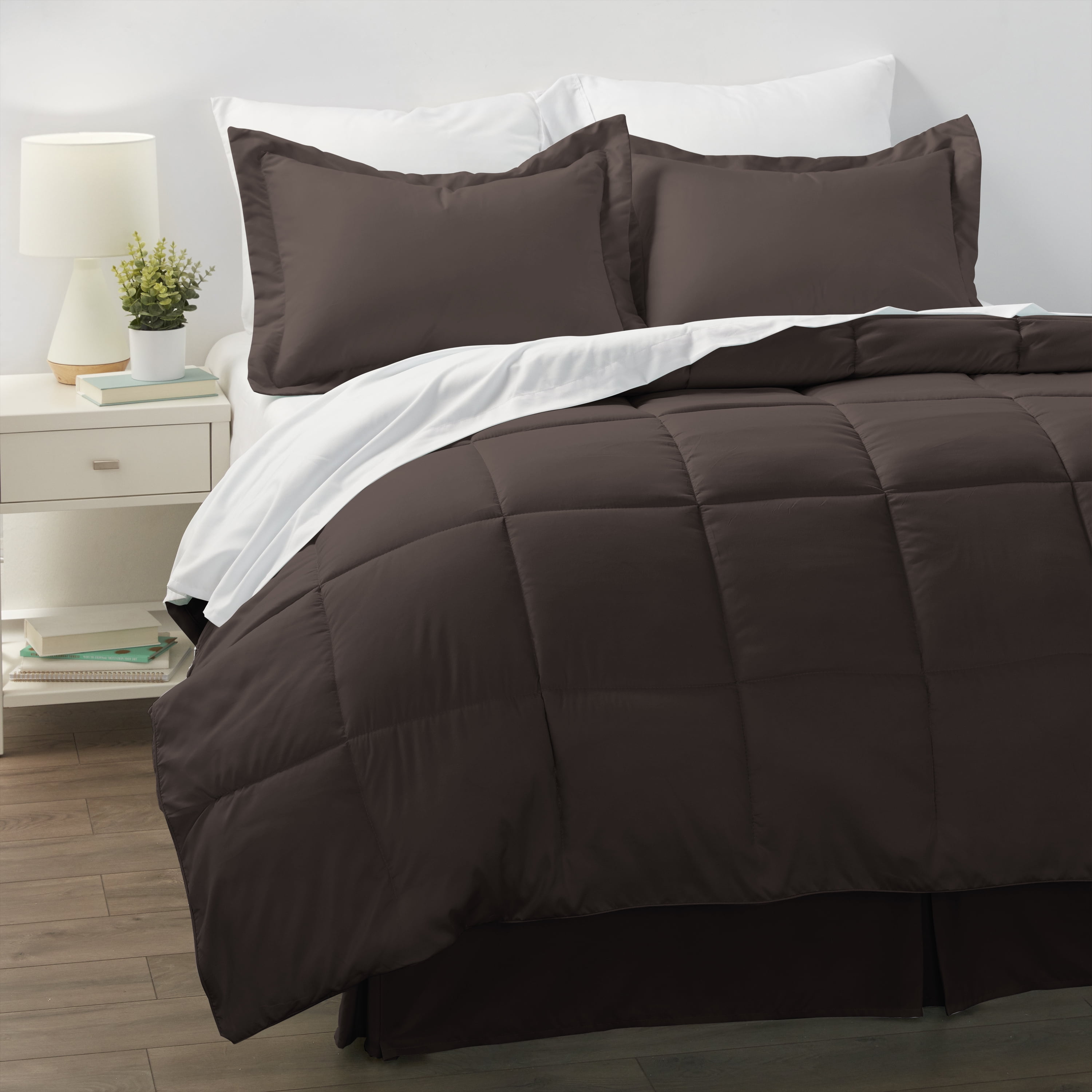 Noble Linens 8-Piece Chocolate Bed in a Bag Microfiber Bedding Set ...